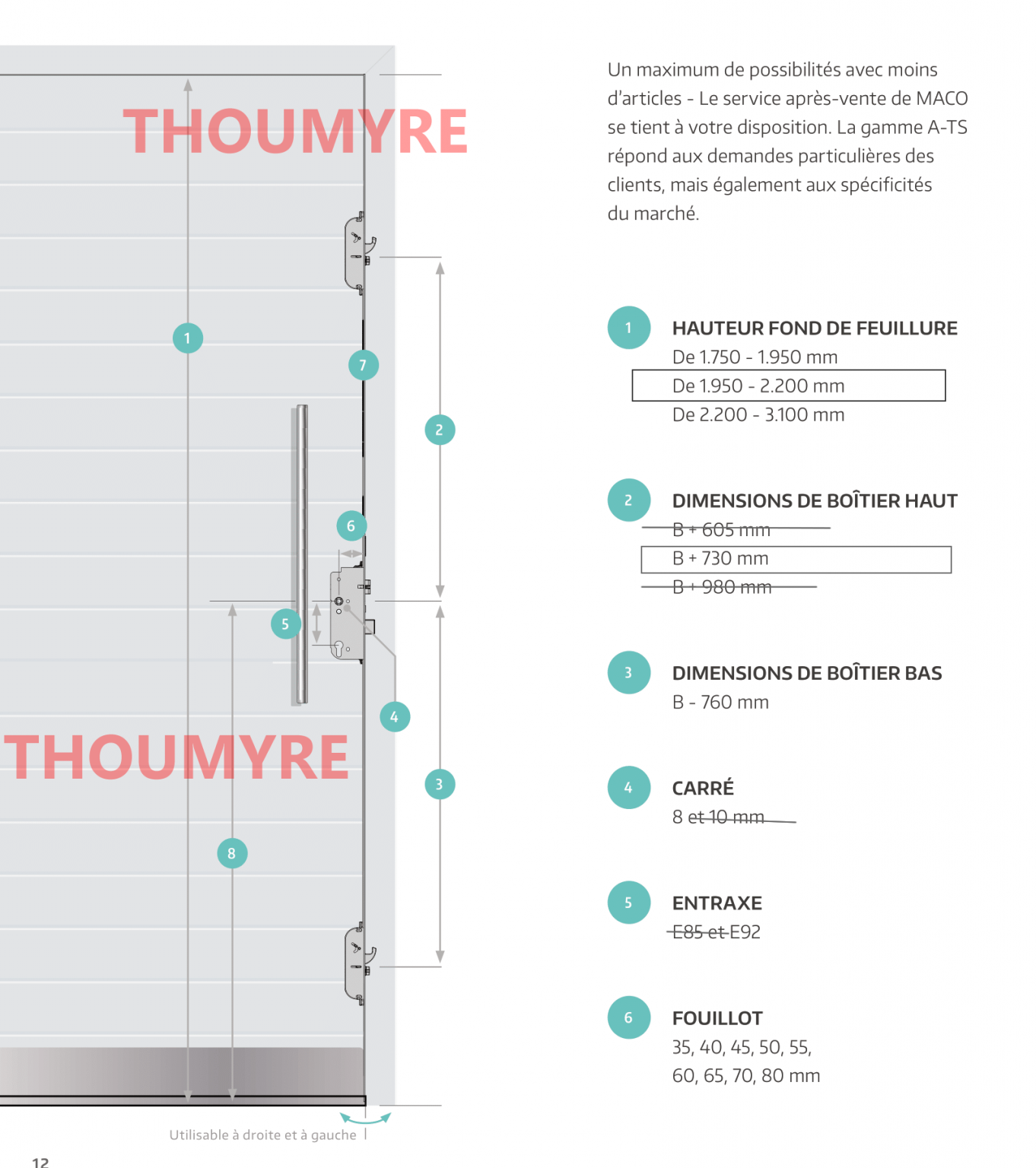 SERRURE MACO Z-TA E92 2 CROCHETS ET 2 PENES - THOUMYRE