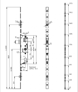 Serrure FERCO GU 35/70 2 galets G-24402-35-L-O-F - Thoumyre.fr